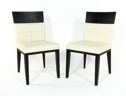 Pair Of Filippo Sibau Italian Leather Side Chairs