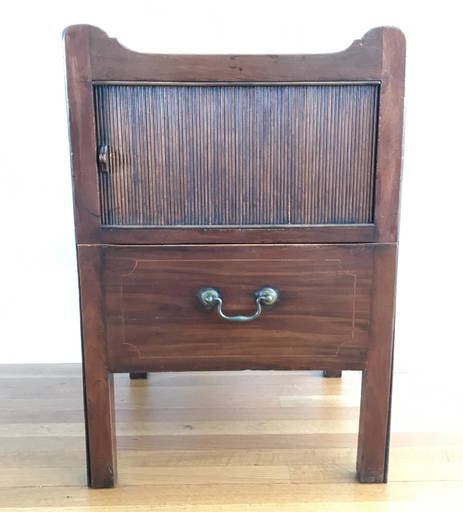 Antique Georgian Style Tambour Door Bedside Table