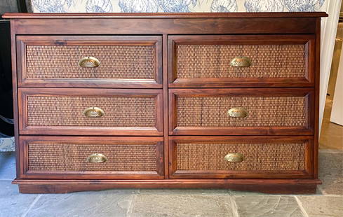 Contemporary Palm And Woven Chest