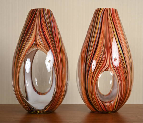 Pair Of Missoni Art Glass Vases