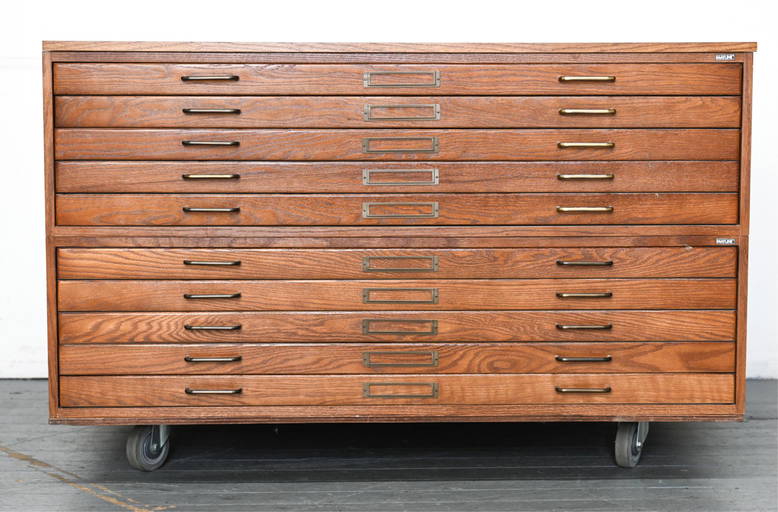 Vintage Mayline Wooden Flat File Drafting Cabinet