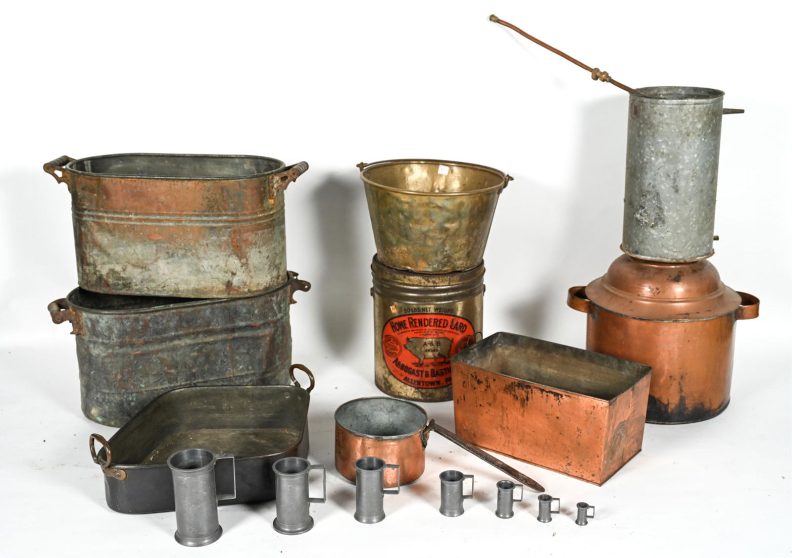 Grouping Of Antique Metal Tubs & Vessels