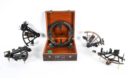 U.s. Navy Azimuth Circle In Wood Case