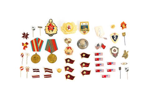 Collection Of Russian Military Medals, Badges, And Pins