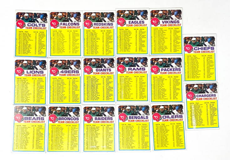 1973 Topps Football Team Checklists/puzzles