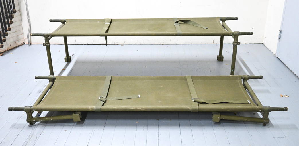 (2) Vintage Ny Medical Defense Stacking Field Cots