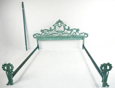 Ornate Black Painted Cast Iron King Size Bed Frame