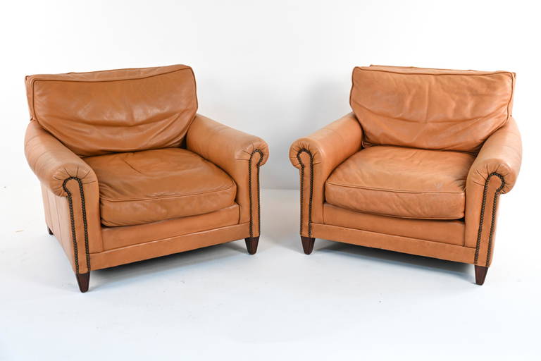 Pair Of Ralph Lauren Leather Club Chairs