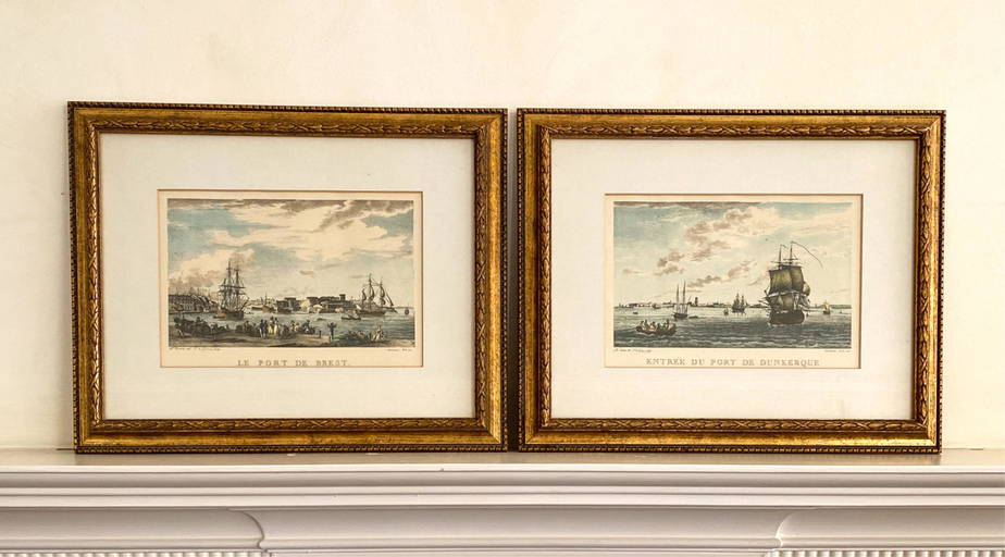 (2) Deveraux French Lithographs Port Scenes