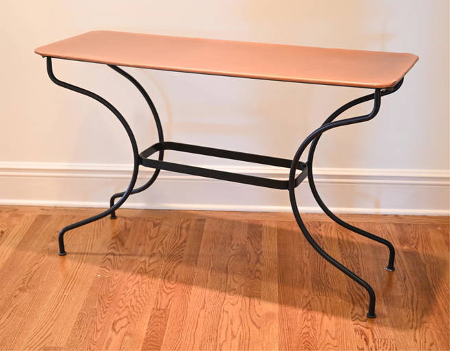 Contemporary Iron & Copper Console Table
