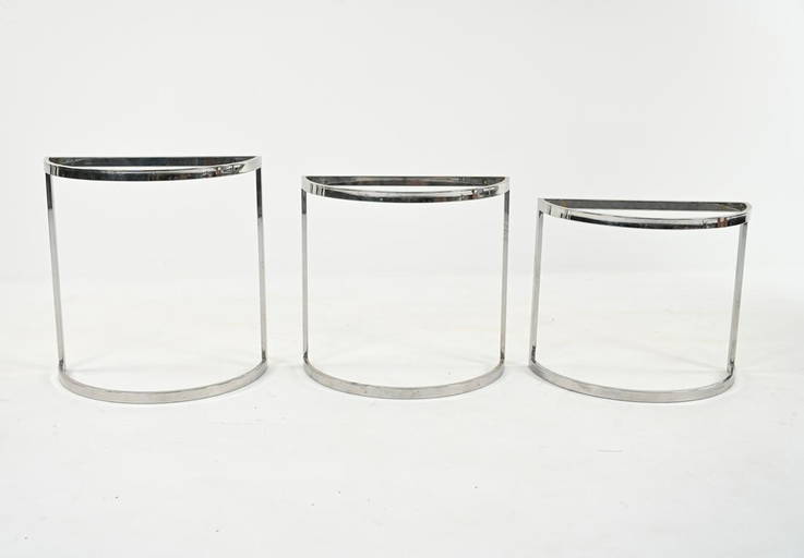 (3) Manner Of Baughman Chrome Nesting Table Bases