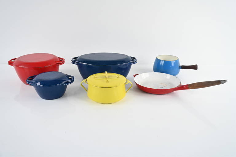 Danish Mid Century Enamel Cookware Grouping