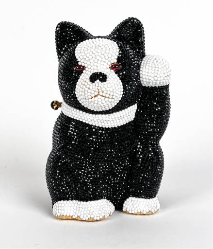 Judith Leiber Black Crystal Lucky Cat Minaudiere