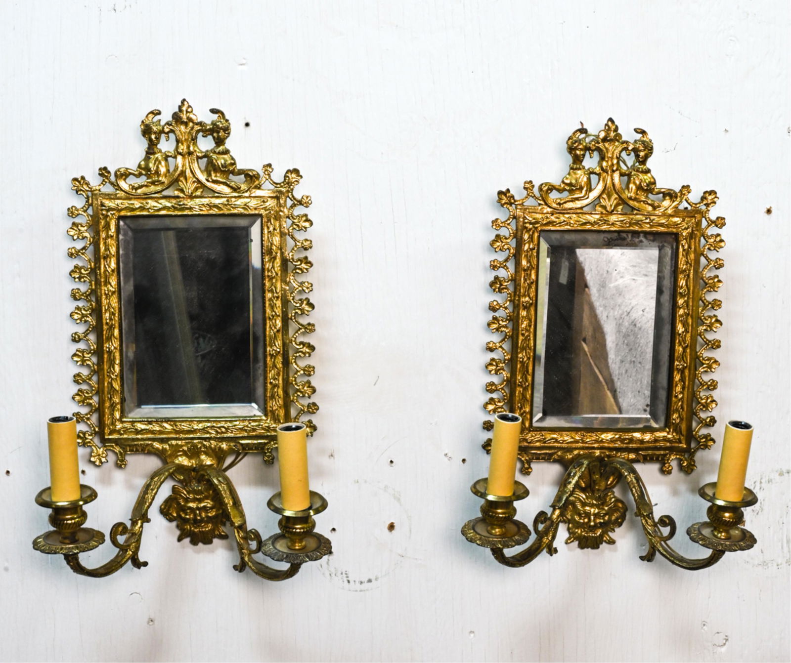 PAIR OF NEOCLASSICAL GILT MIRROR-BACK SCONCES (#0217) on Jan 10, 2023 ...