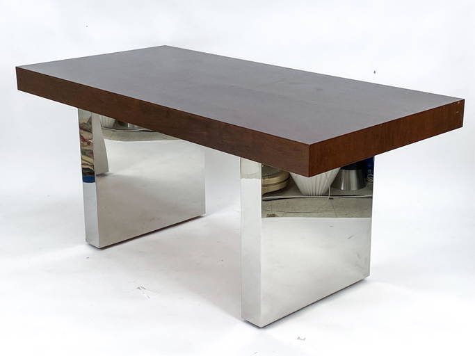 Modern Chrome And Wood Desk