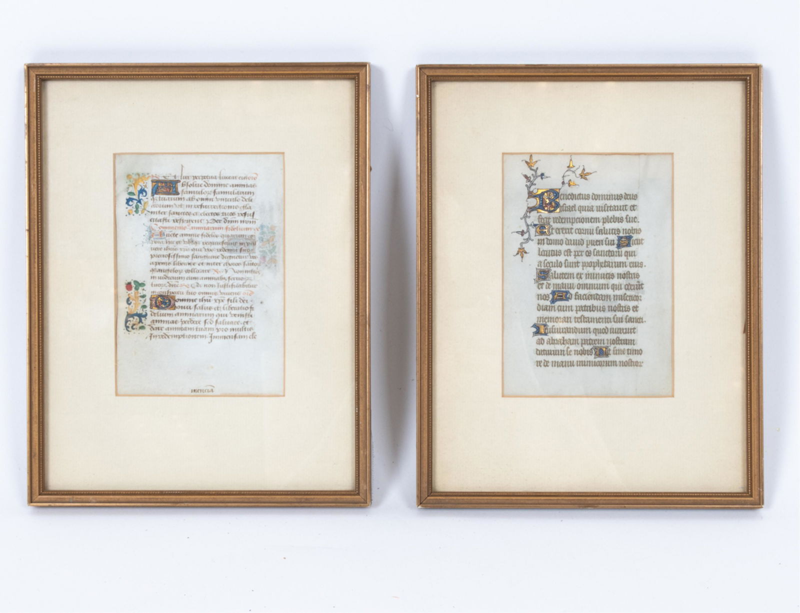 (2) 15th C. Illuminated Manuscript Leaves