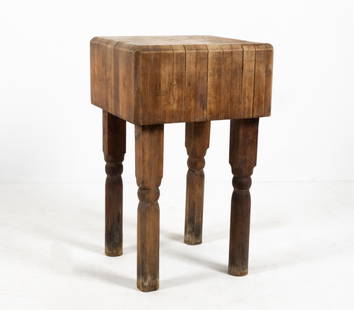 Vintage Labeled Bally Butcher Block Table