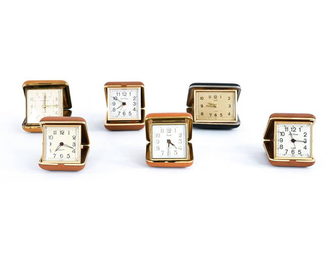 (6) Vintage Travel Alarm Clocks