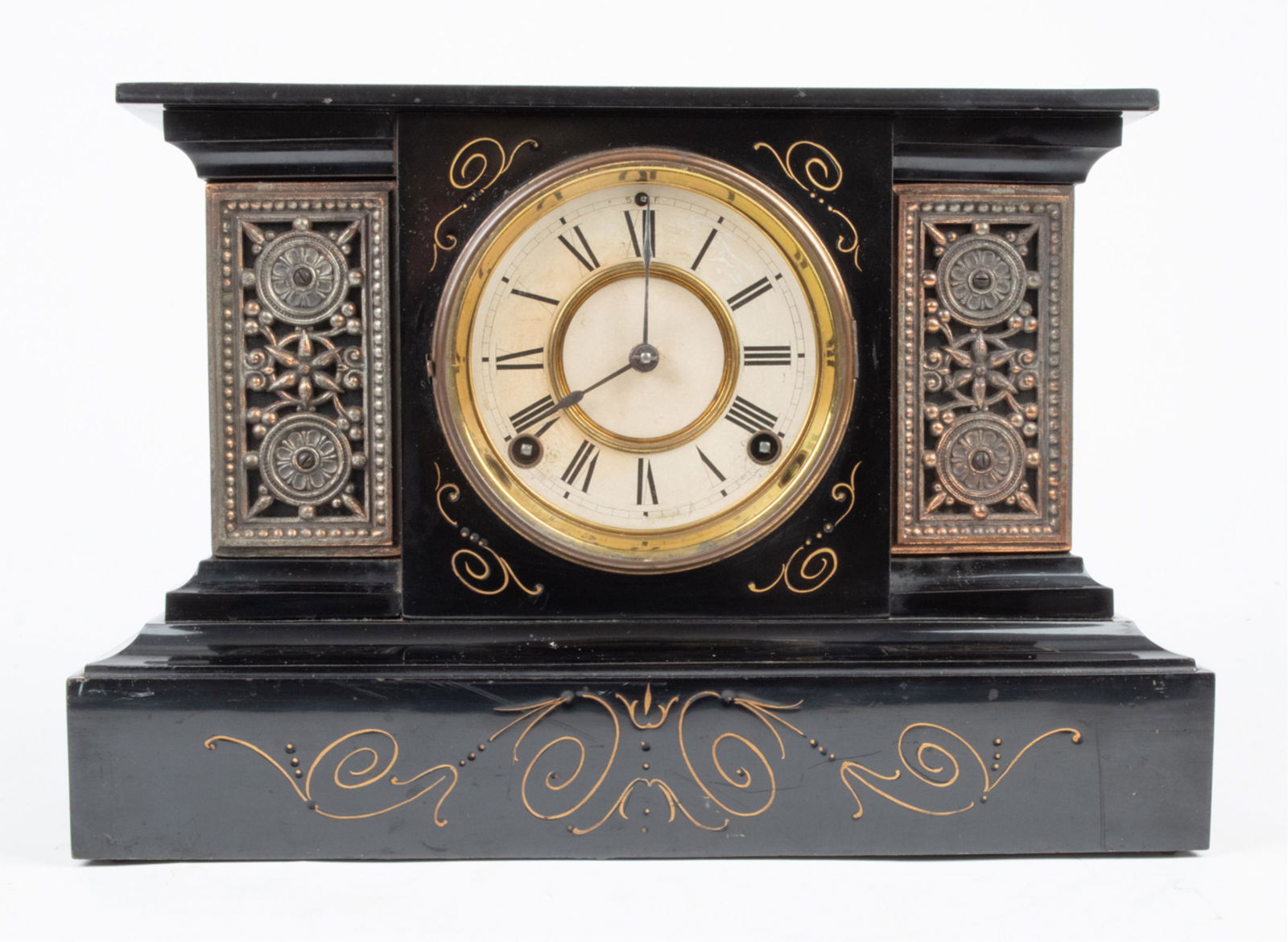 C. 1880's Ansonia Enameled Iron Mantel Clock