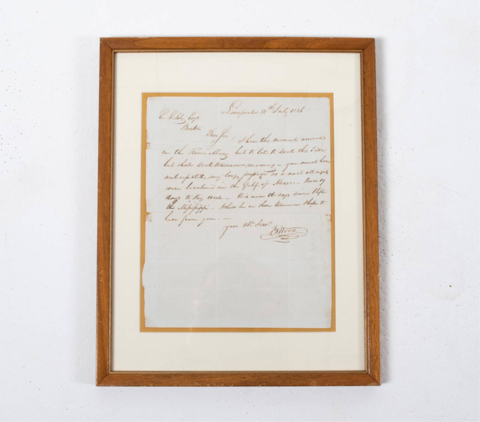 1826 Letter From A Trans-atlantic Traveler Auction