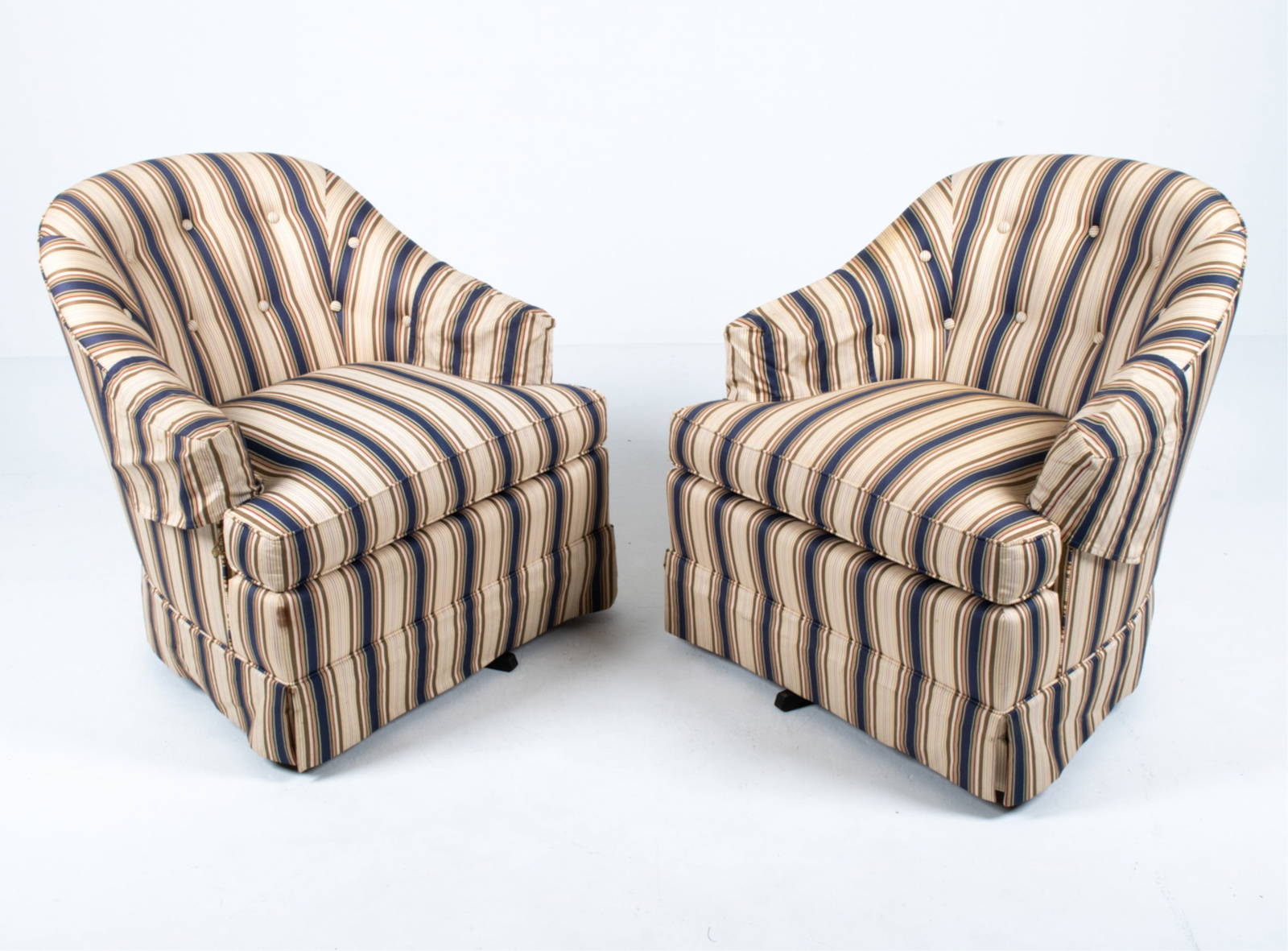 Pair Of Custom Barrel-back Swivel Chairs Auction