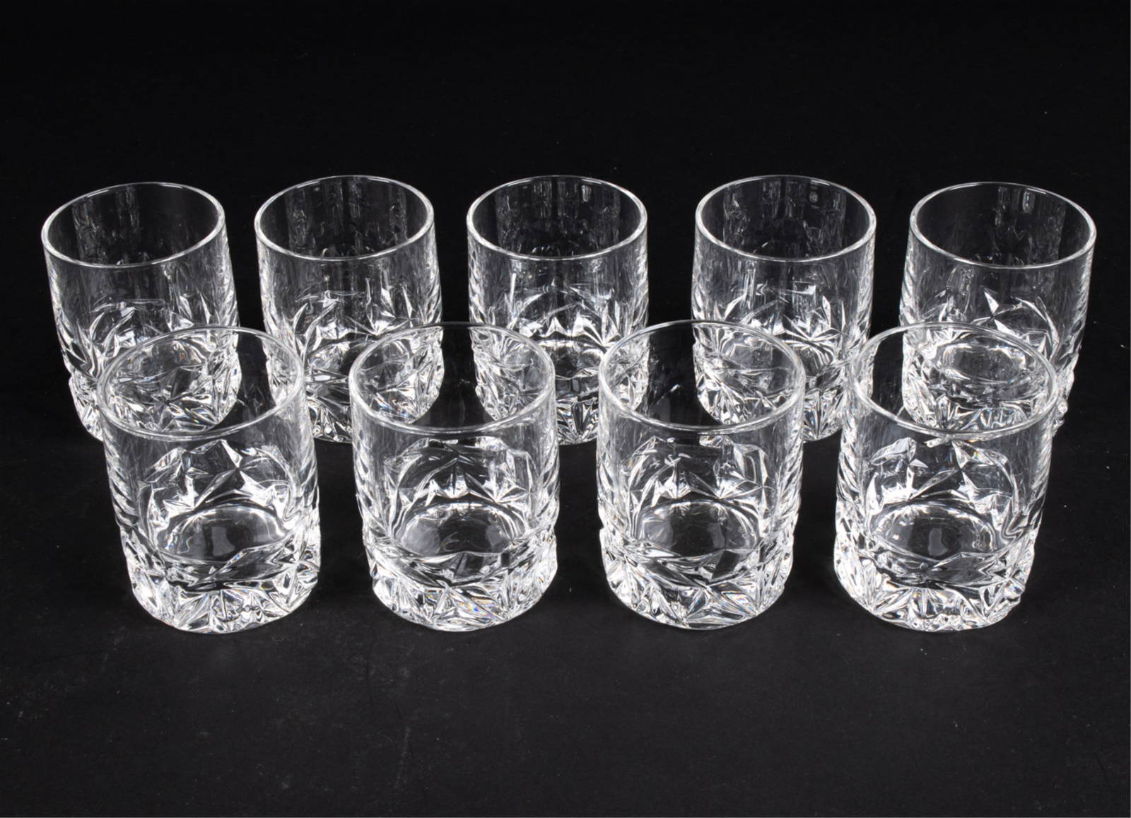 9 Tiffany And Co Rock Cut Crystal Lowball Glasses Auction