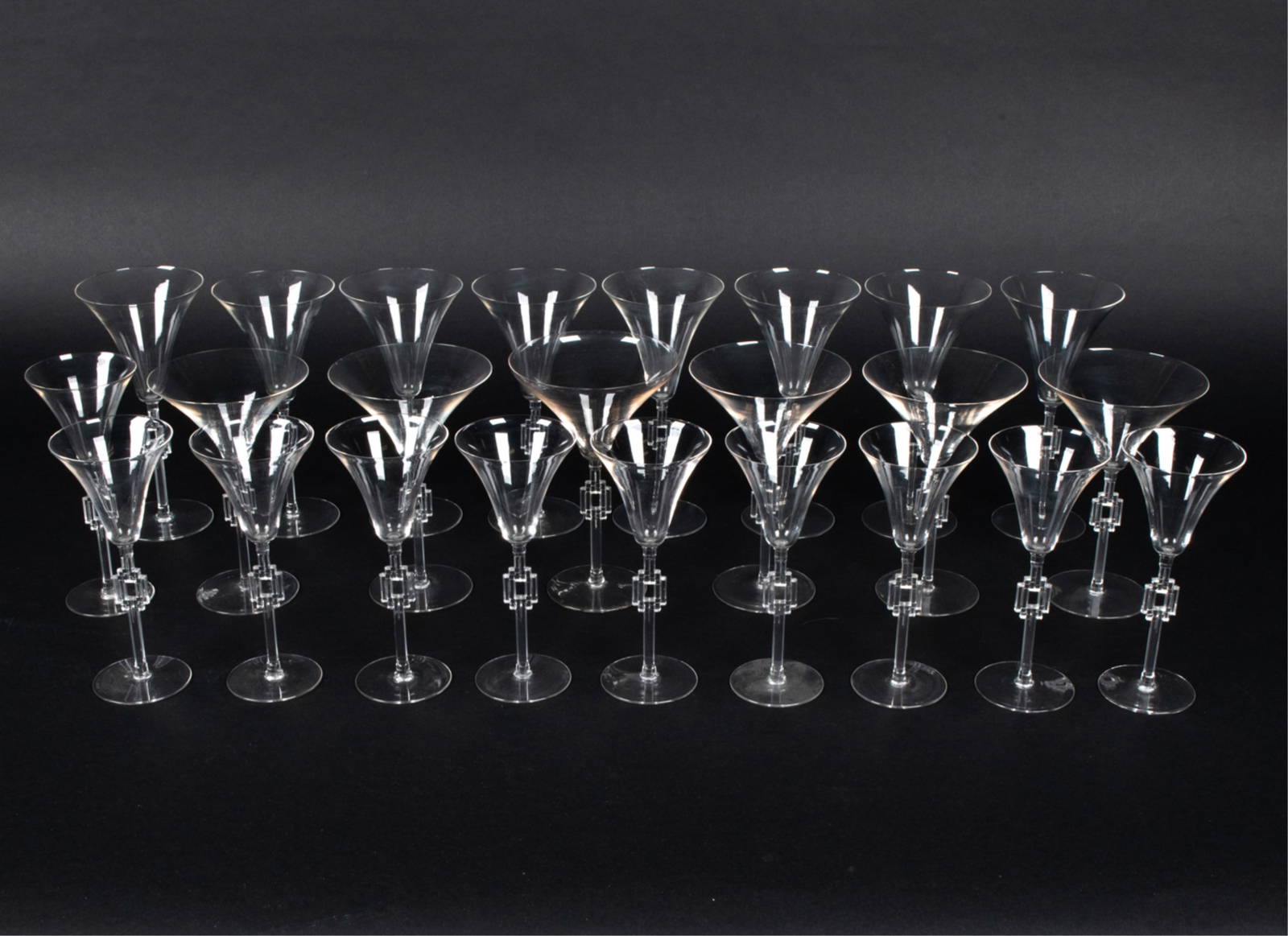 Lalique Crystal Art Deco-style Stemware Service Auction