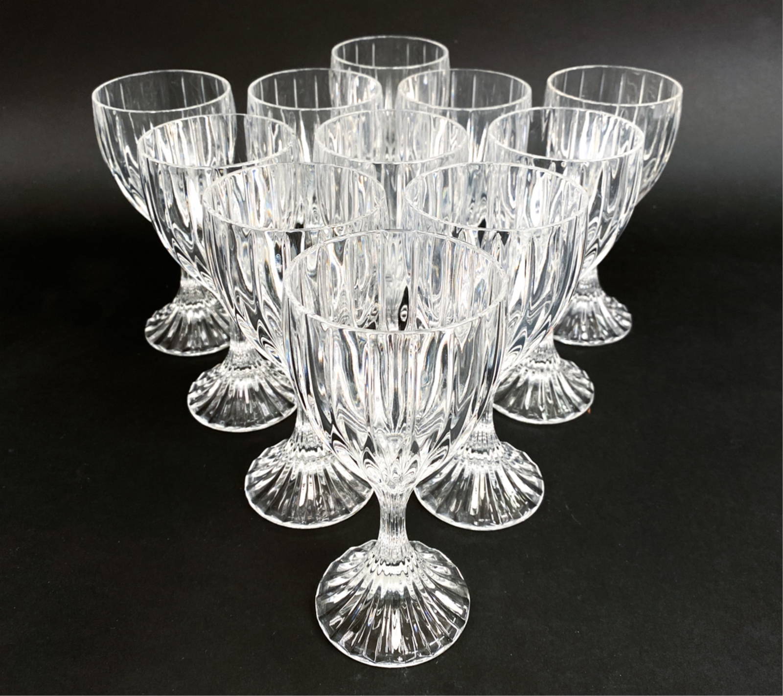 (11) Fluted Crystal Goblets Auction