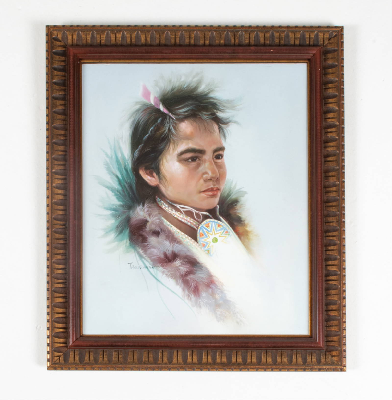 Troy Denton (b. 1949) O/c Of Young Native American Auction