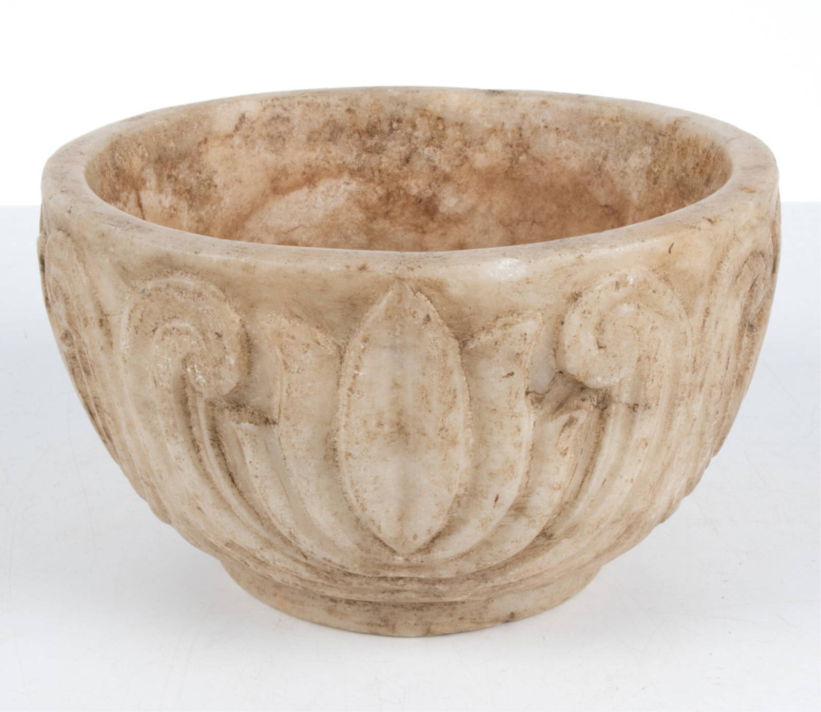 Carved Alabaster Bowl Or Planter Auction
