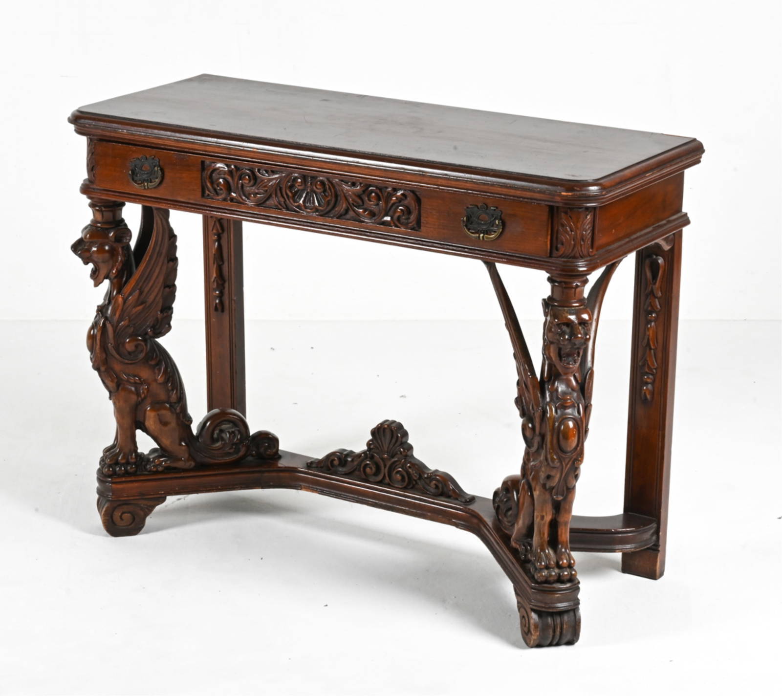 19th C. Carved Winged Griffin Console Table Auction
