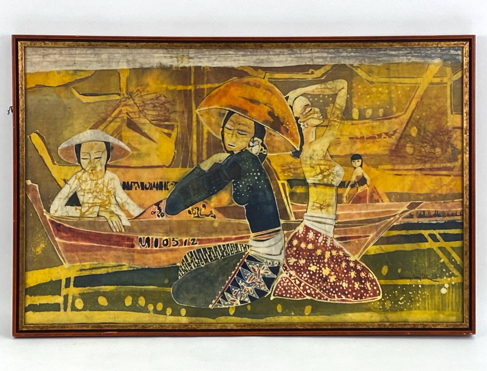 Pictorial Batik, Signed Lee Auction