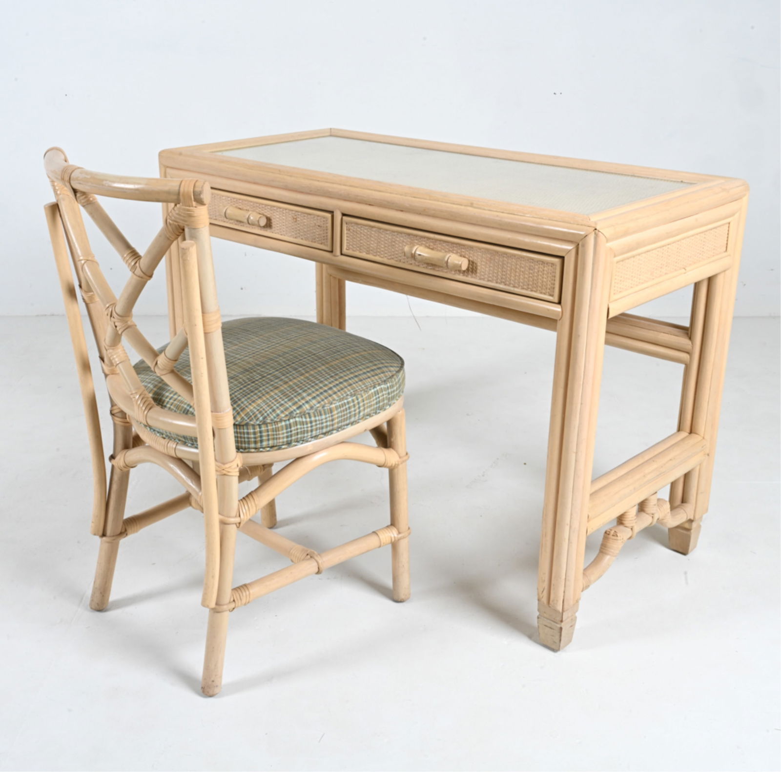 Chinoiserie Paint-decorated Rattan Desk & Chair Auction
