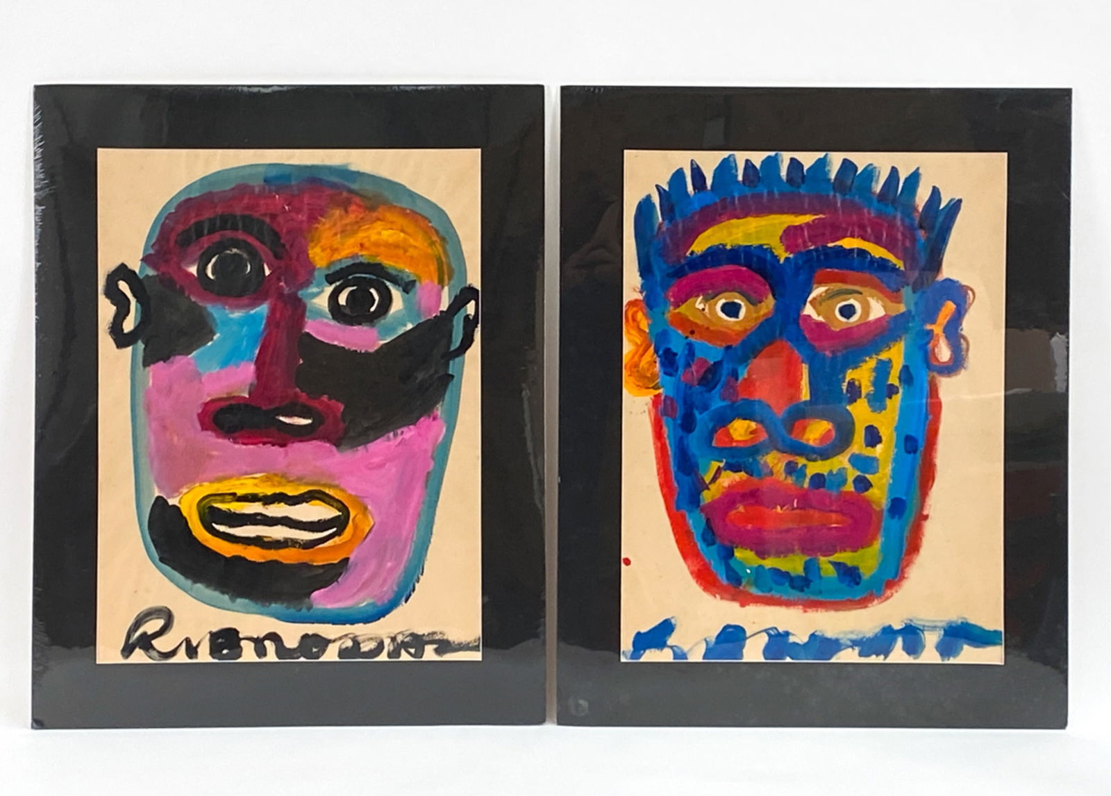 (2) Ross Brodar, Nyc (b. 1971) Gouache Portraits Auction