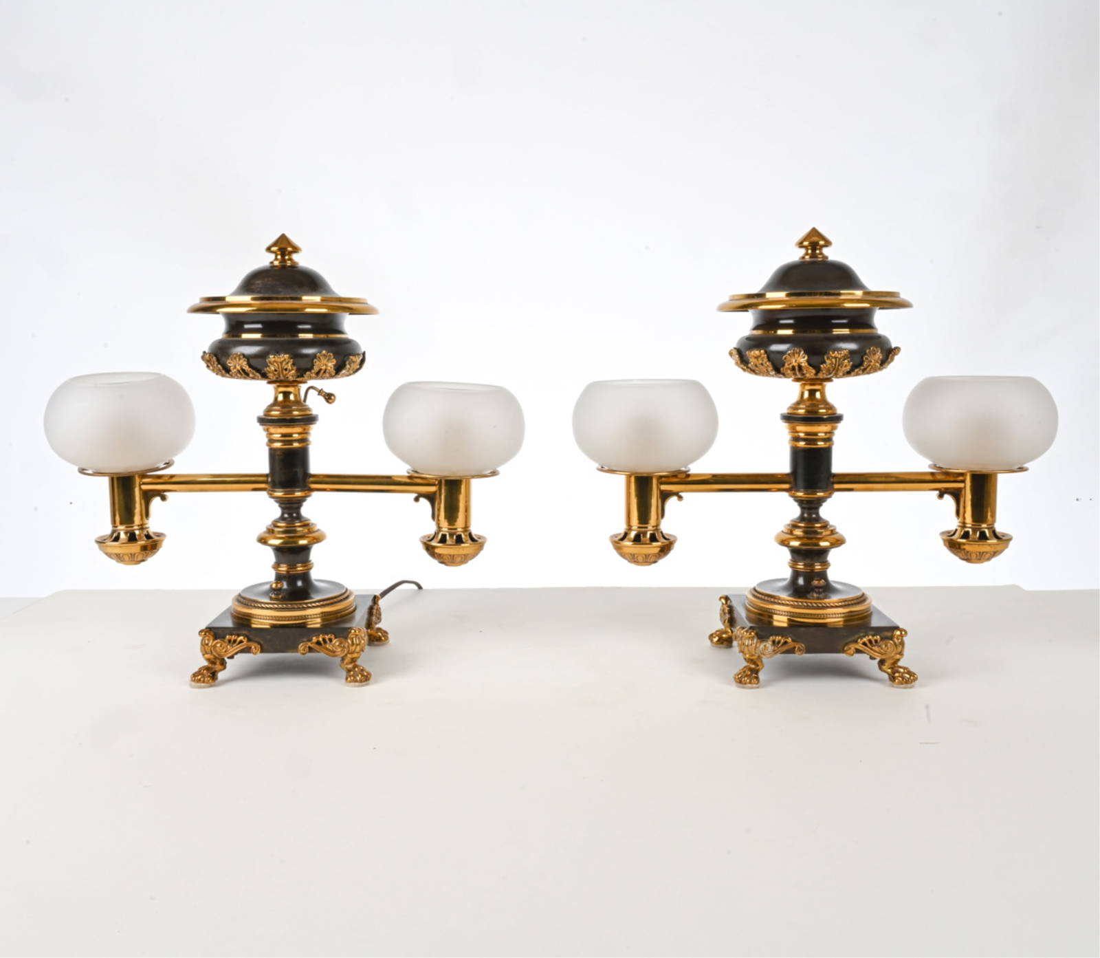 Pair Of French Neoclassical Bronze Argon Lamps Auction