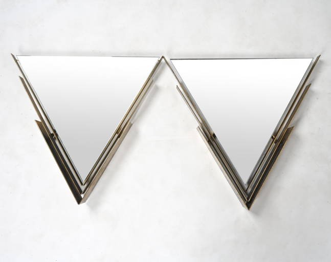 (2) Curtis Jere Sculptural Triangular Mirrors