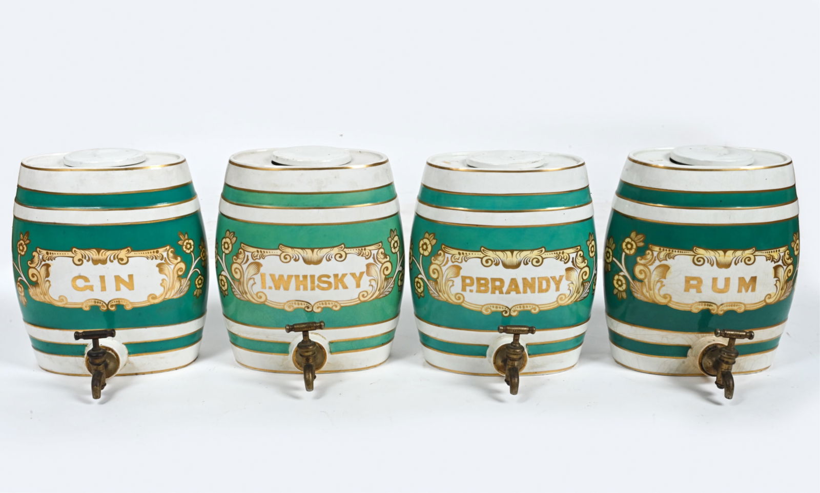 (4) 19th C. Victorian Ceramic Liquor Barrels Auction