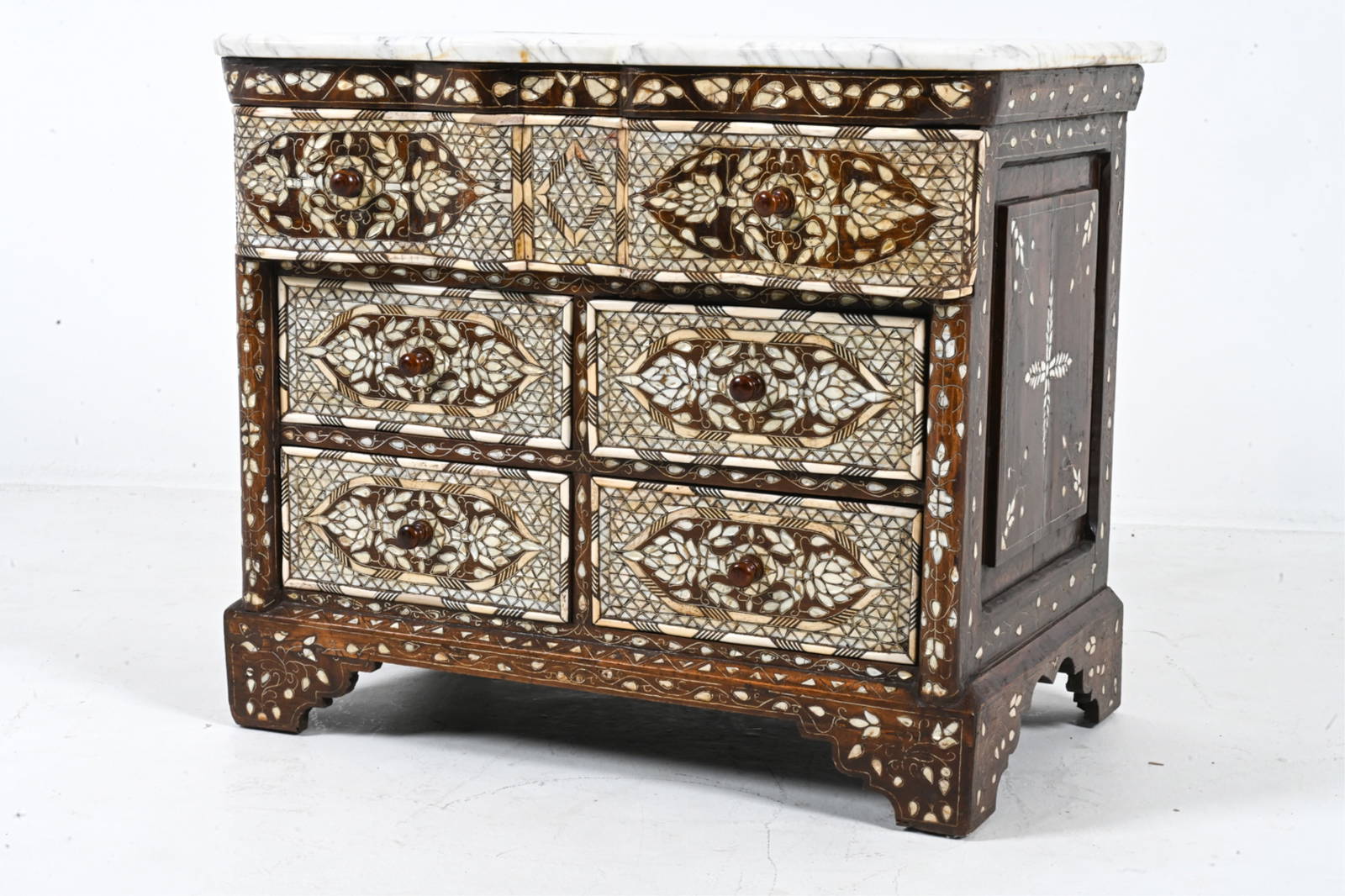 Syrian Mother-of-pearl Inlaid Marble Top Chest Auction