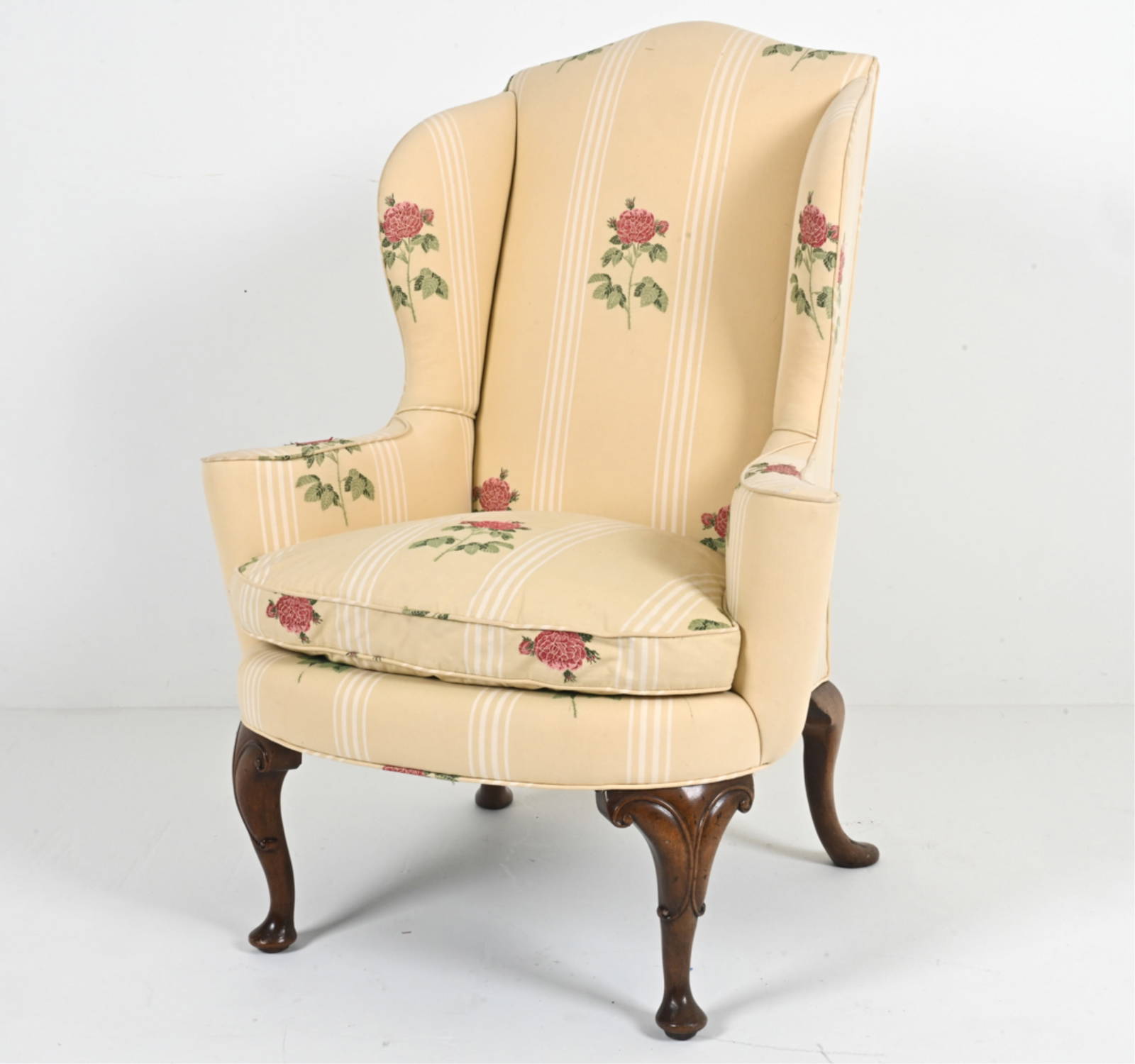 Queene Anne Style Wingback Armchair Auction
