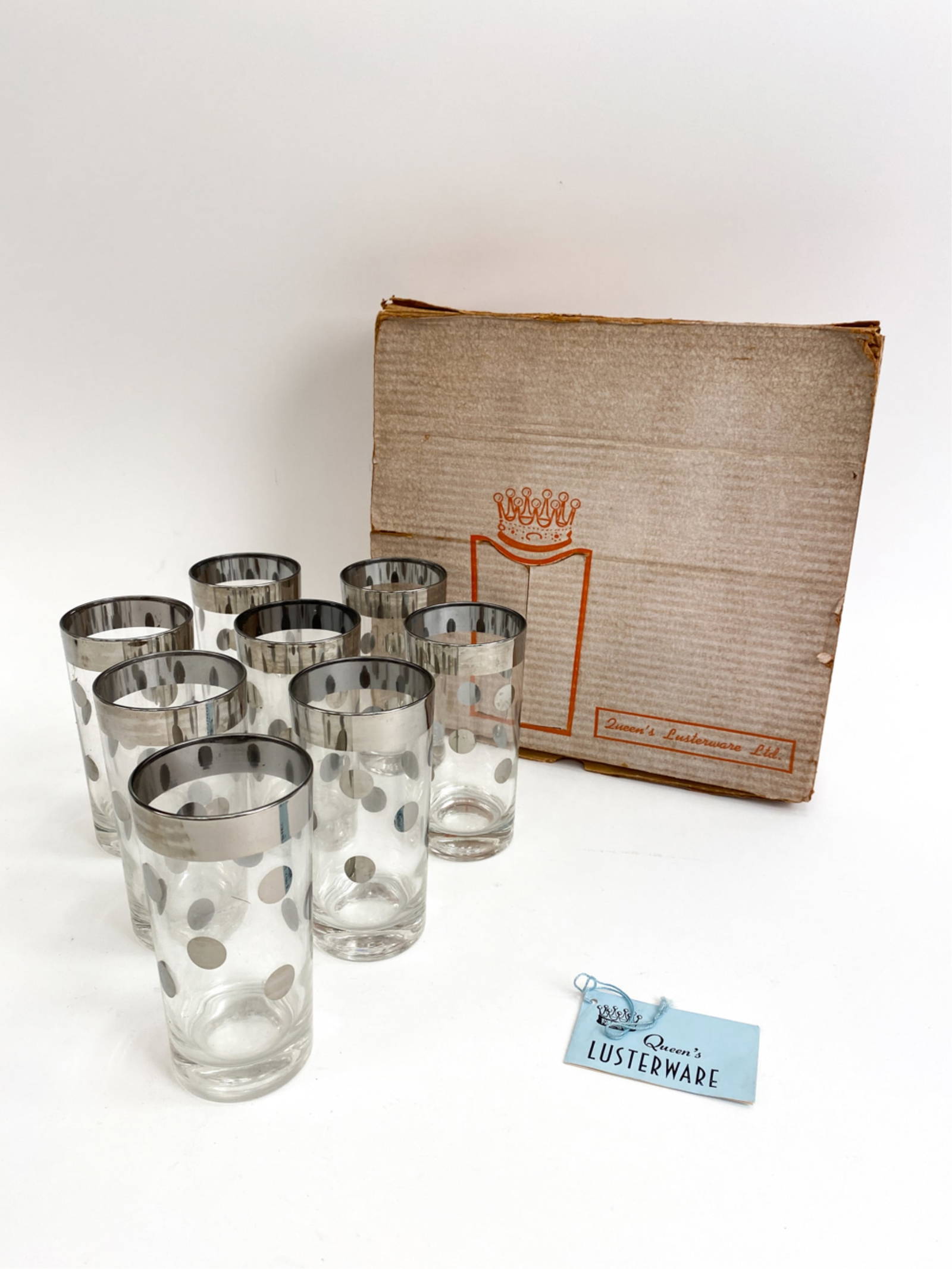 (8) Mid-century Queen's Lusterware Glasses Auction
