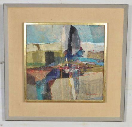 FRED SAMUELSON ABSTRACT COLLAGE PAINTING