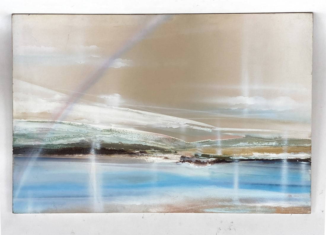 Elba Alvarez (b.1944) Abstract Beach Painting Auction