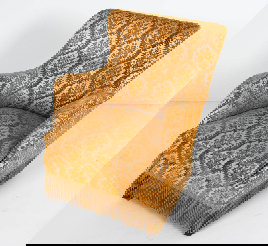 Danish Damask Pattern Lounge Chair C. 1960's Auction