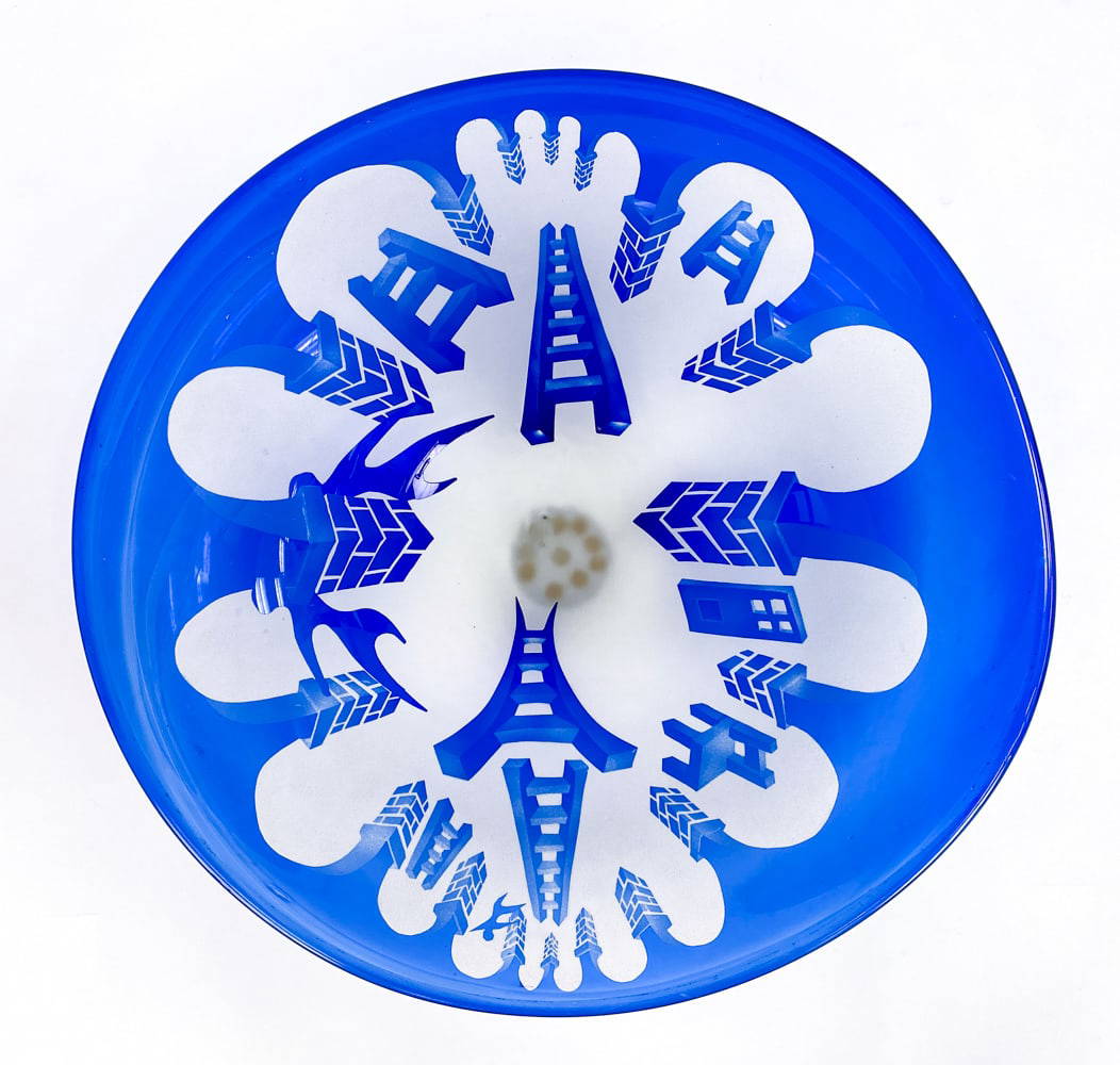 Steven Tobin (american B. 1957) Op Art Glass Bowl Auction