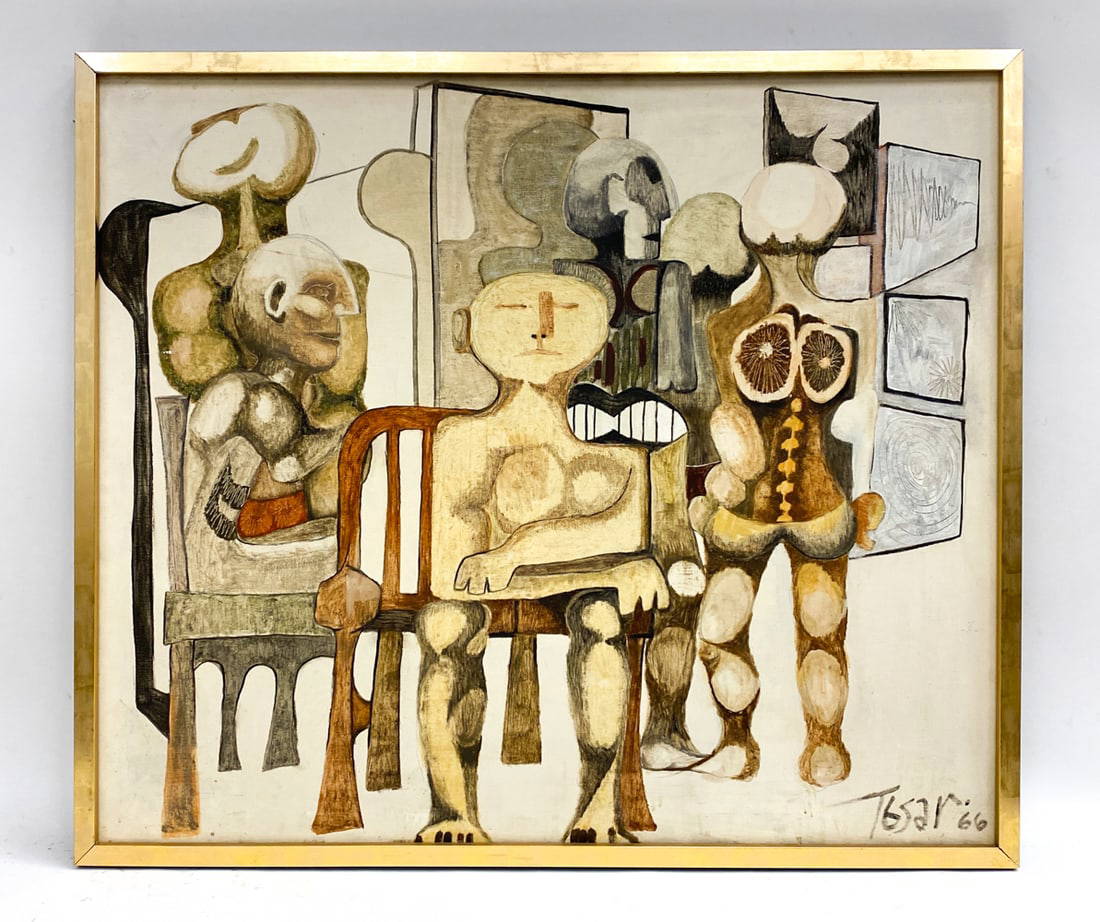 Joseph Tesar Modern Abstracted Figures 1966 Auction