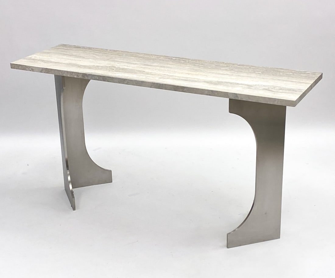 Travertine & Stainless Steel Console Table - Jul 01, 2025 | Westport ...