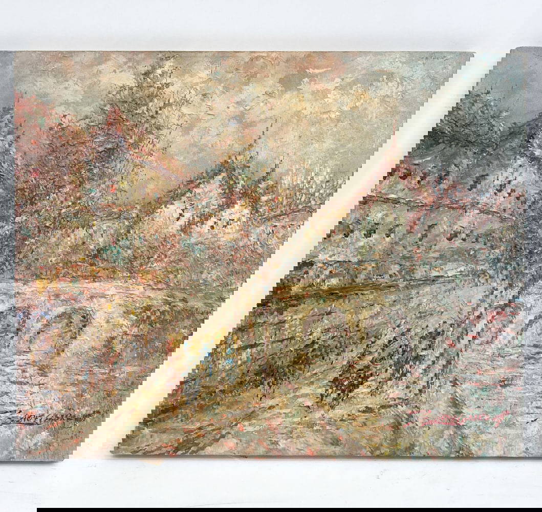 Marie Charlot (french, 20th C.) Notre Dame Scene Auction