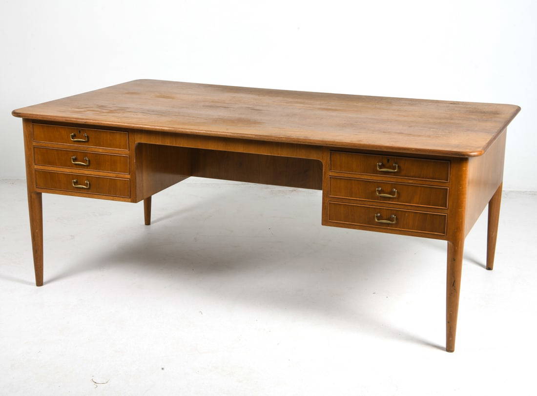 Henningsen Style Danish Walnut Writing Desk 1960s Auction