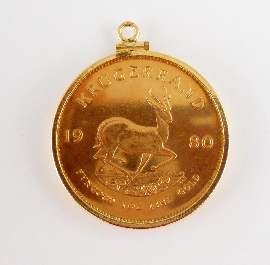 1980 1 Oz. Gold Krugerrand With Gold Bezel