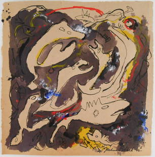 Jackson Pollock (1912 1956) Black Ink & Wash